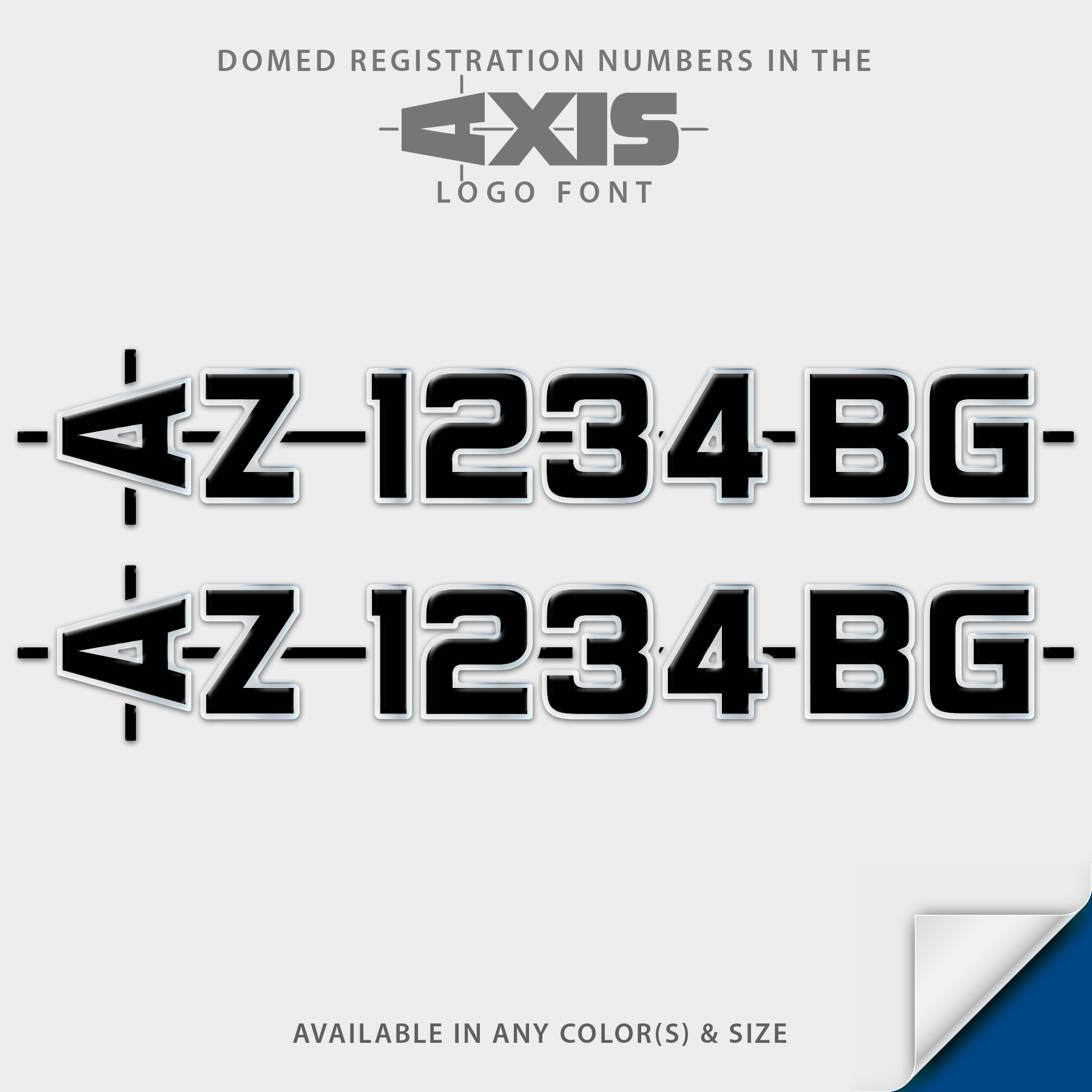 2012-2026 Axis Domed Registration, Choose Your Own Colors – Domed Numbers