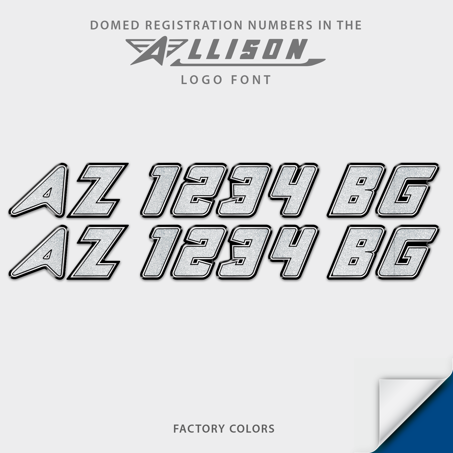 Allison Domed Registration, Factory Decal Matched Colors – Domed Numbers