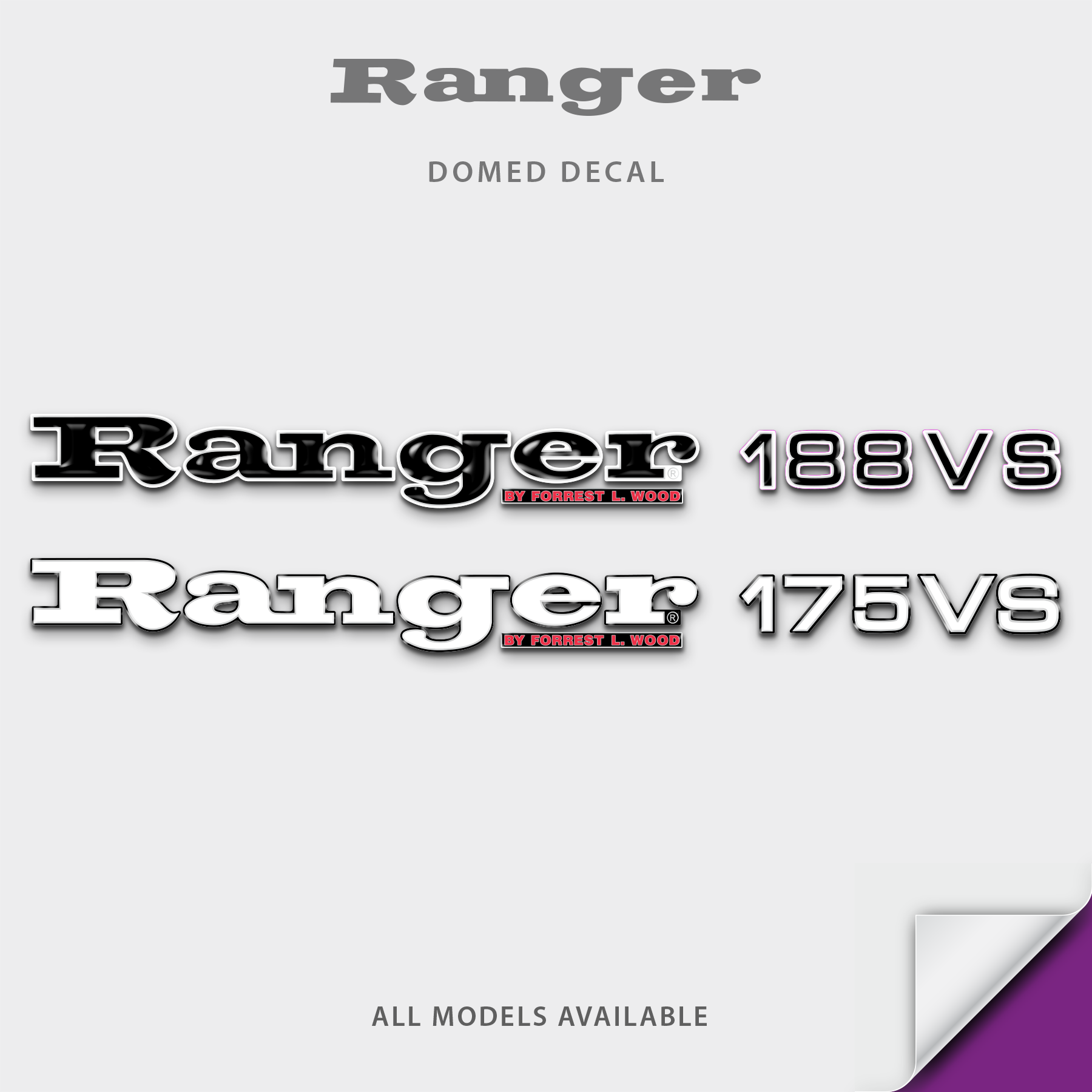 1996-2014 Ranger with Model Number Domed Boat Decal – Domed Numbers