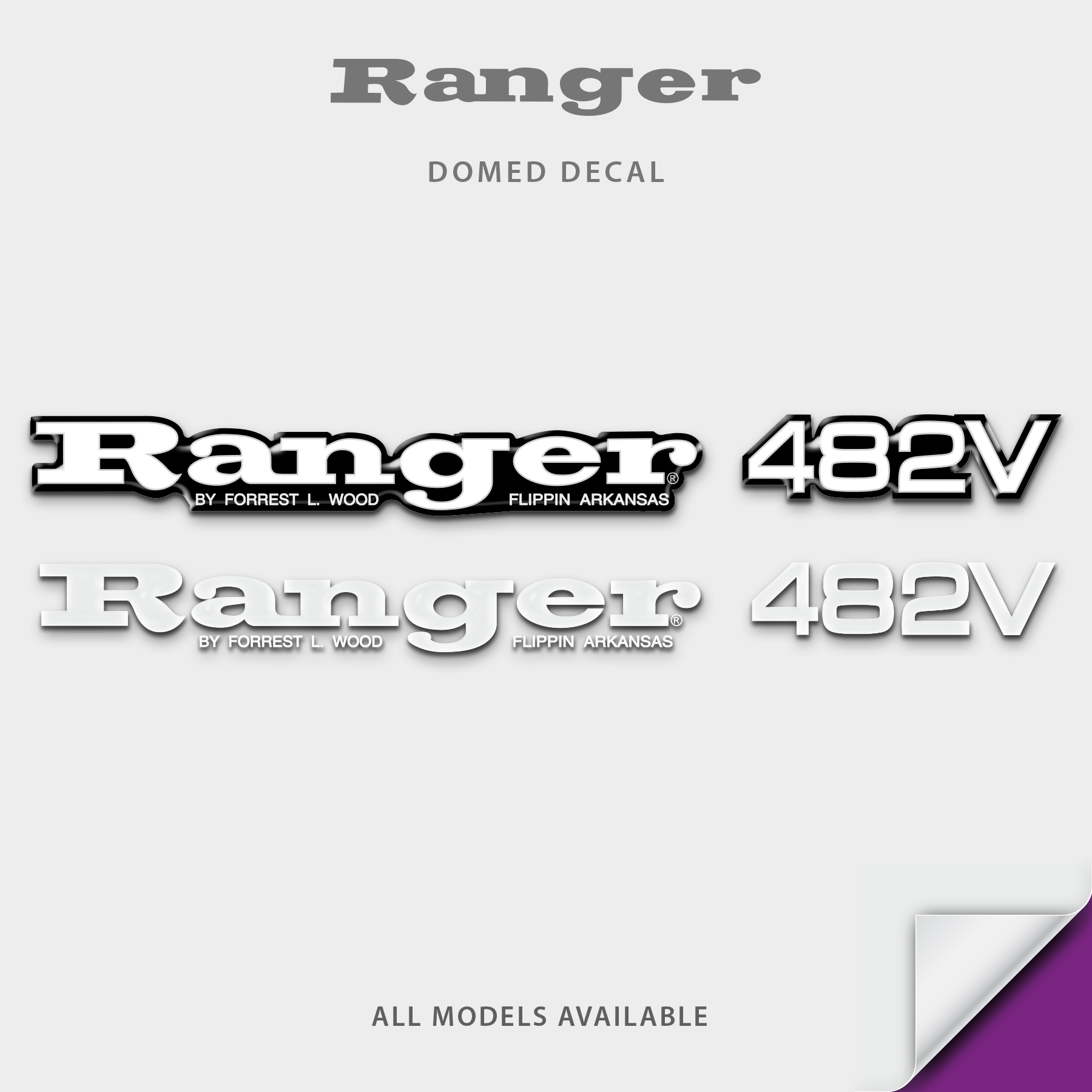 1986-1994 Ranger with Model Number Domed Boat Decal – Domed Numbers