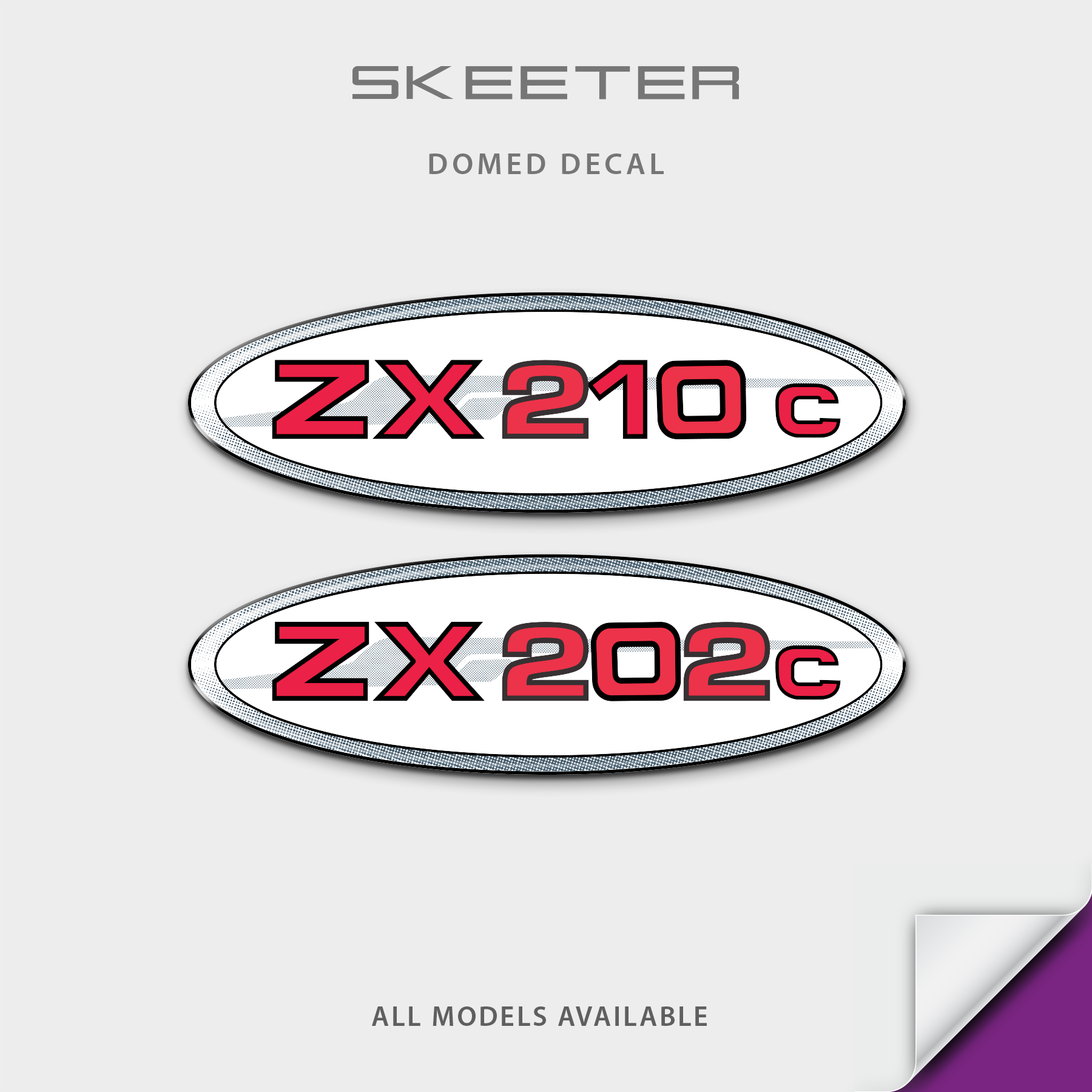 1999 Skeeter ZX Model Number Domed Boat Decal – Domed Numbers