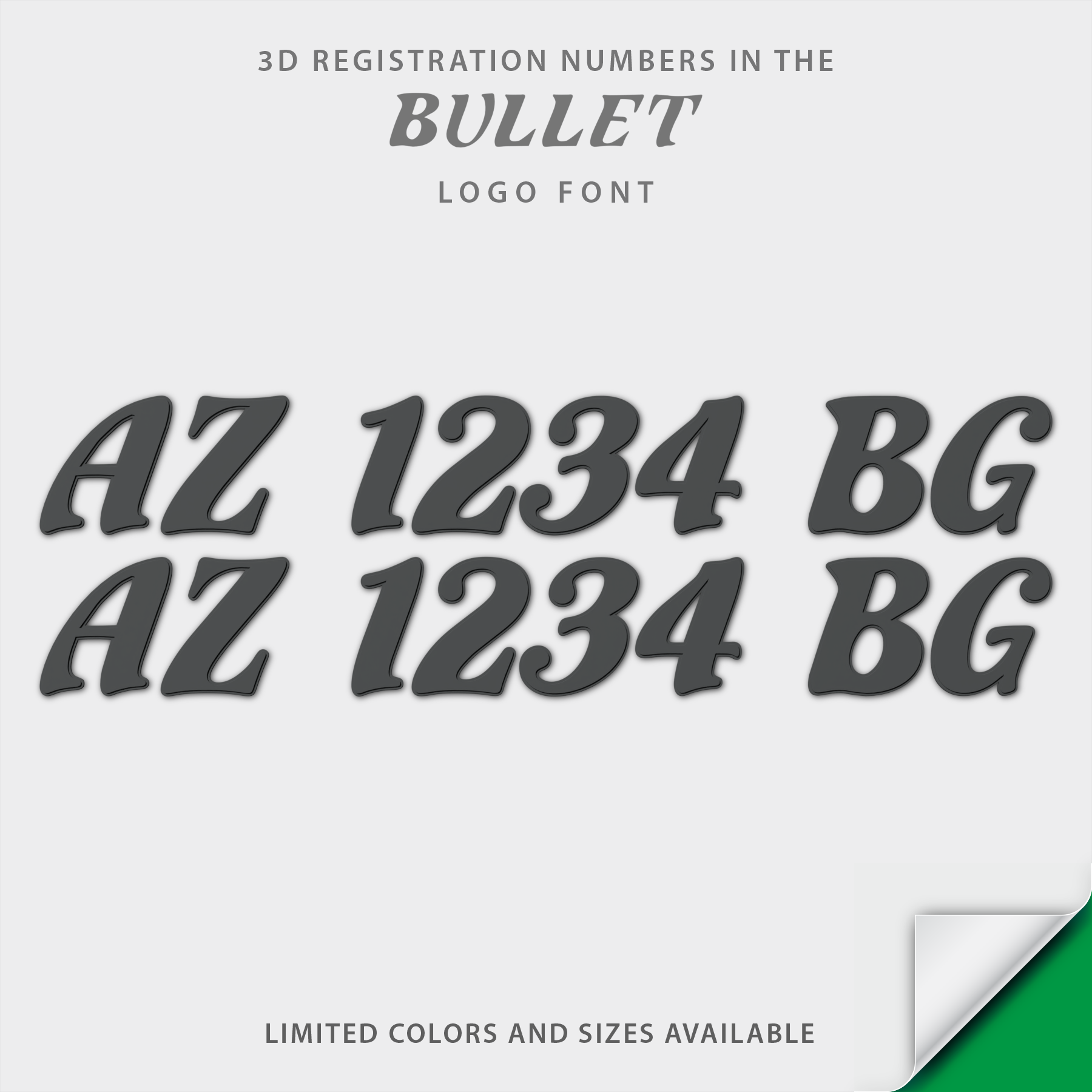 Bullet 3D Emblem Registration – Domed Numbers