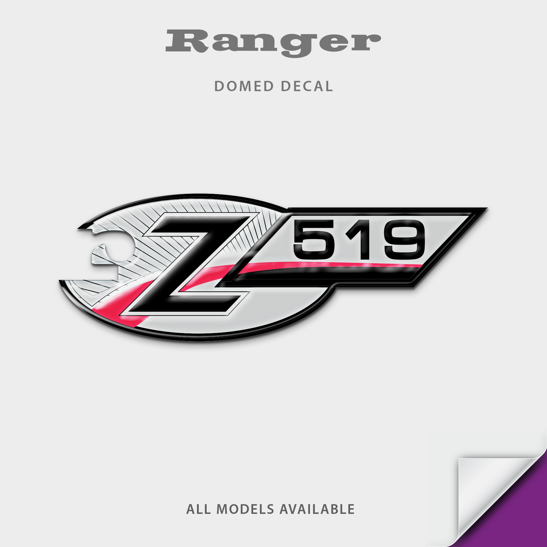 2009-2012 Ranger Z Series Domed Boat Decal, Oval Only – Domed Numbers